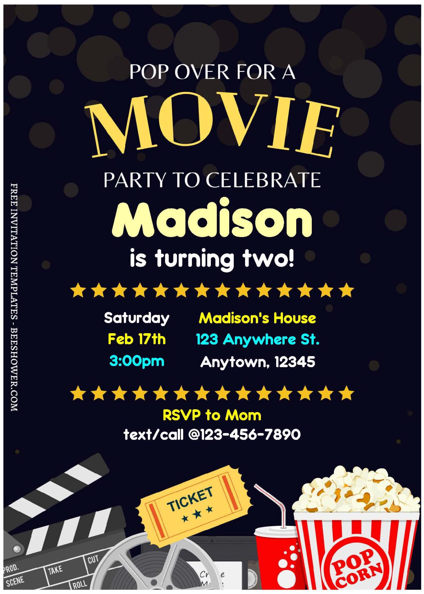 (Free Editable PDF) Outdoor Movie Night Birthday Invitation Templates