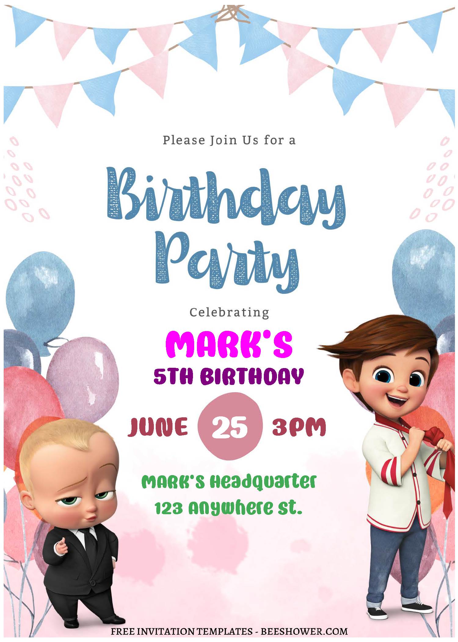 Boss Baby Birthday: FREE Template Planner & Canva Invitations