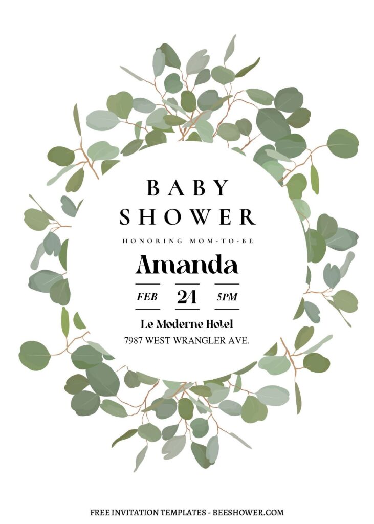(Free Editable PDF) Gorgeous Botanical Eucalyptus Leaves Baby Shower ...