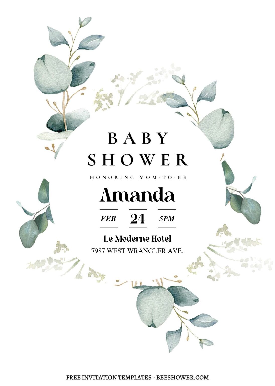 (Free Editable PDF) Gorgeous Botanical Eucalyptus Leaves Baby Shower ...