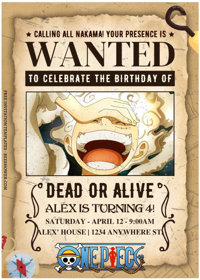 (Free Editable PDF) Epic Awakened Luffy Baby Shower Invitation Templates
