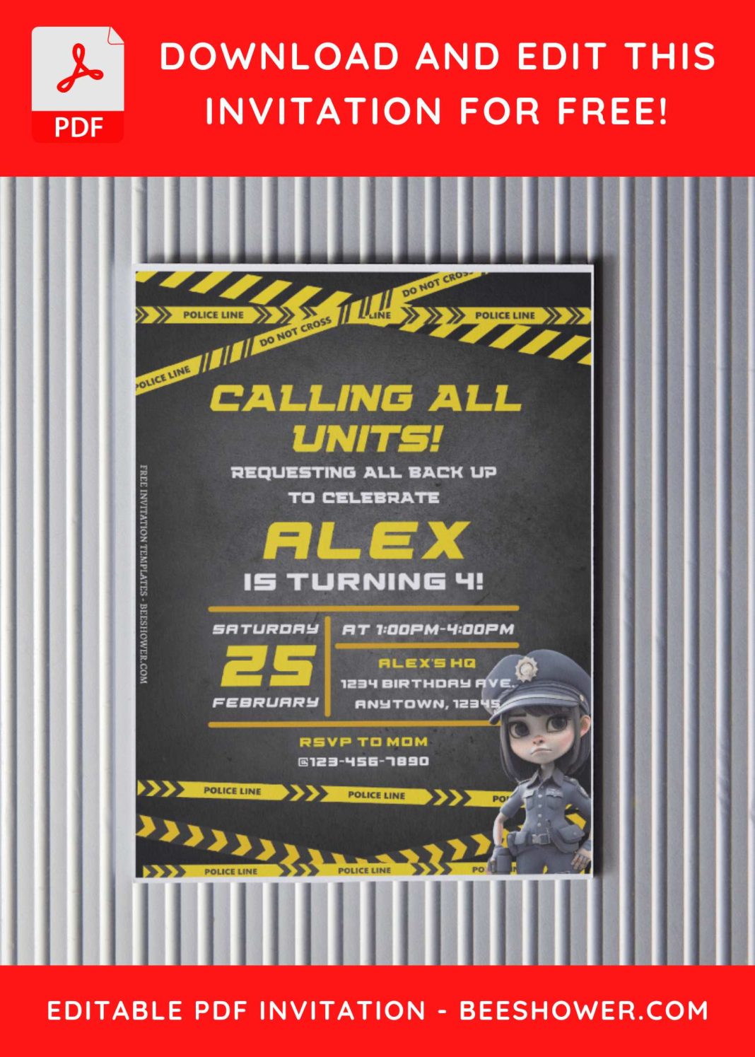 (Free Editable PDF) Calling All Units! Police Themed Baby Shower ...