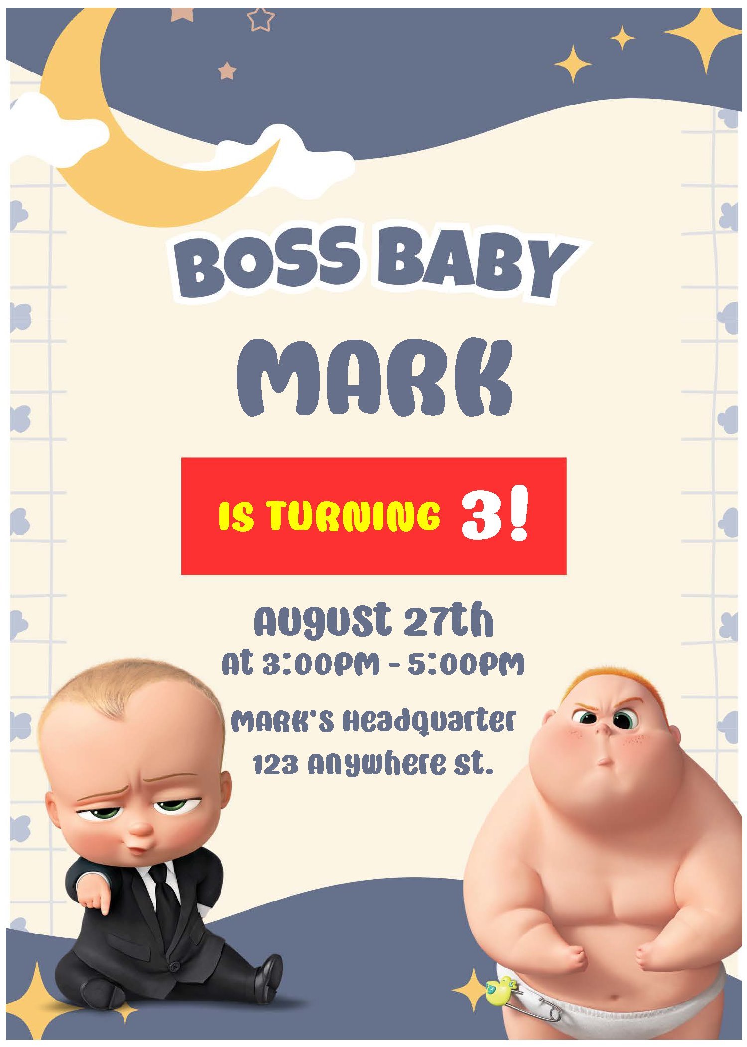 Boss Baby Birthday: FREE Template Planner & Canva Invitations