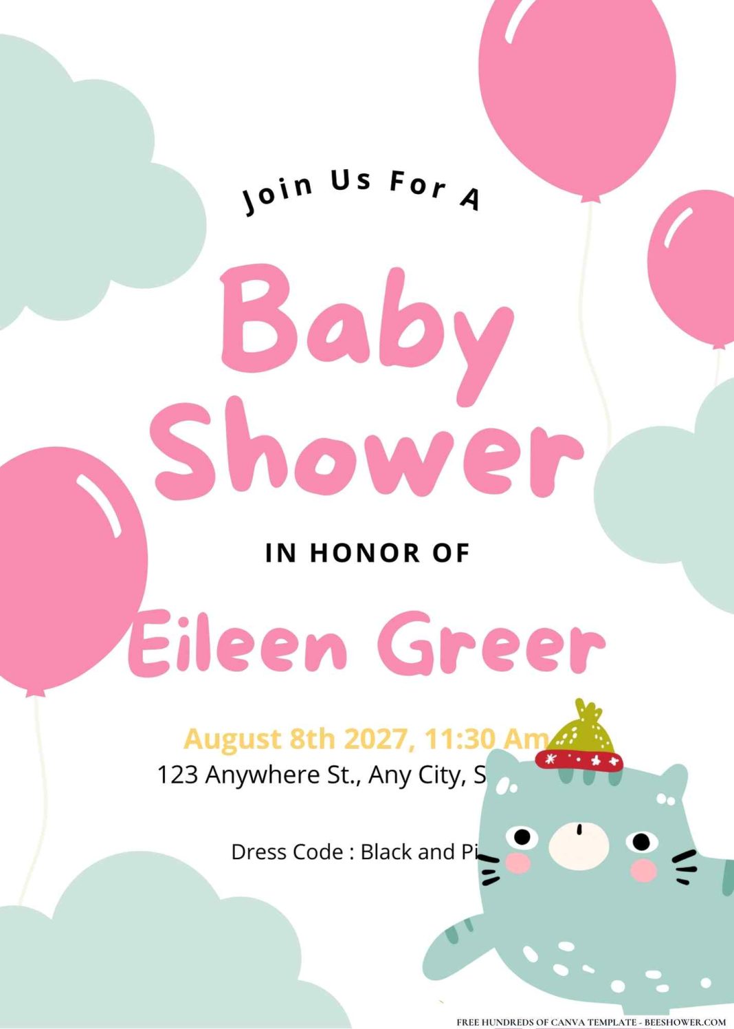 16+ Baby Kitten Baby Shower Invitation Templates