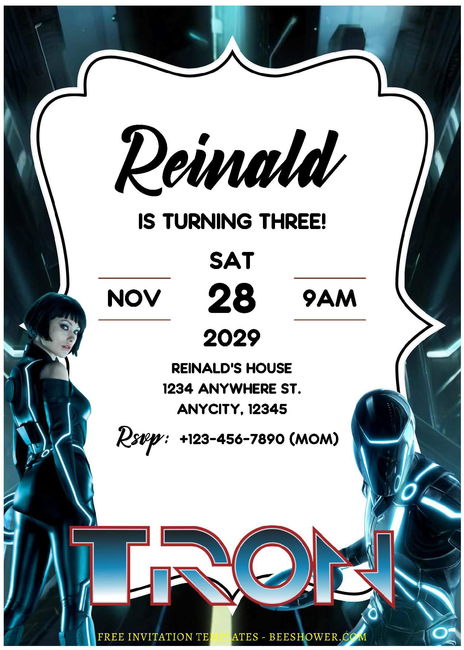 (Free Editable PDF) Fantastic Tron Birthday Invitation Templates