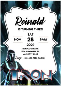 (Free Editable PDF) Fantastic Tron Birthday Invitation Templates