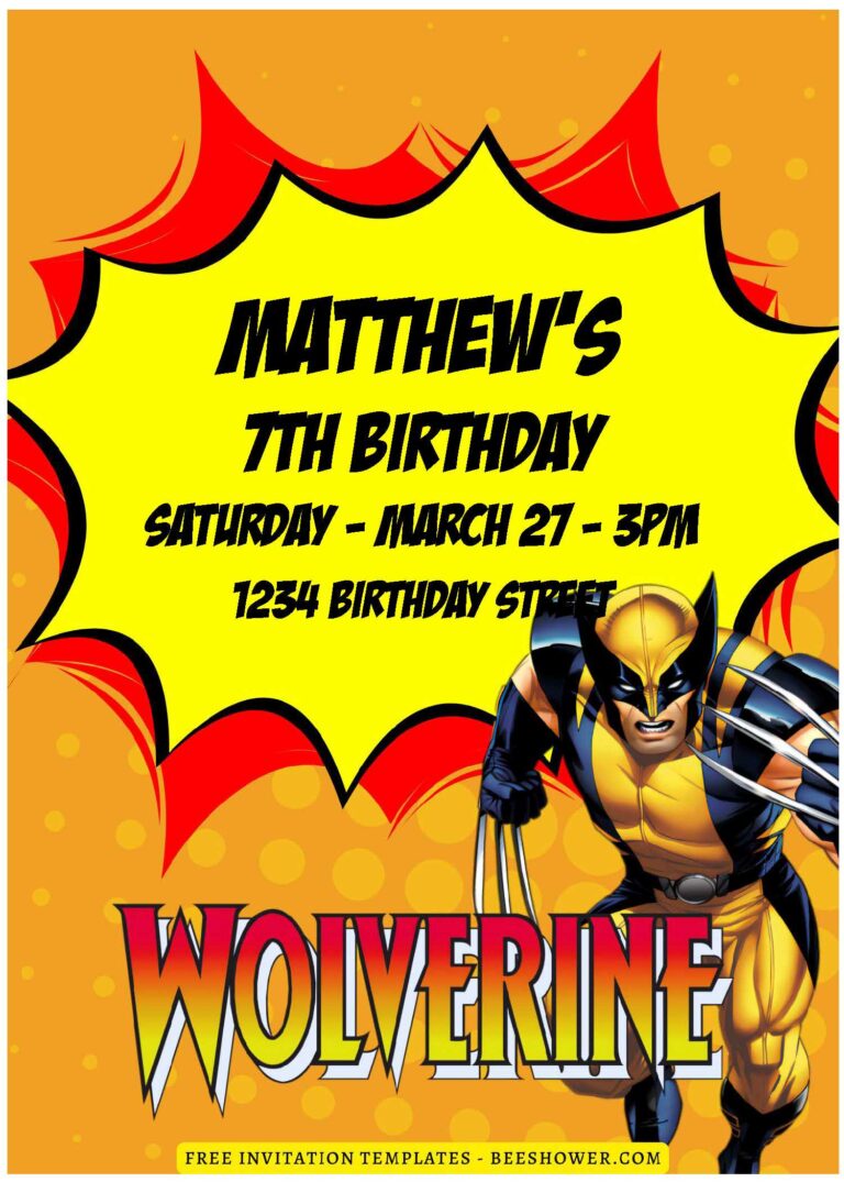 (Free Editable PDF) Awesome Wolverine Birthday Invitation Templates