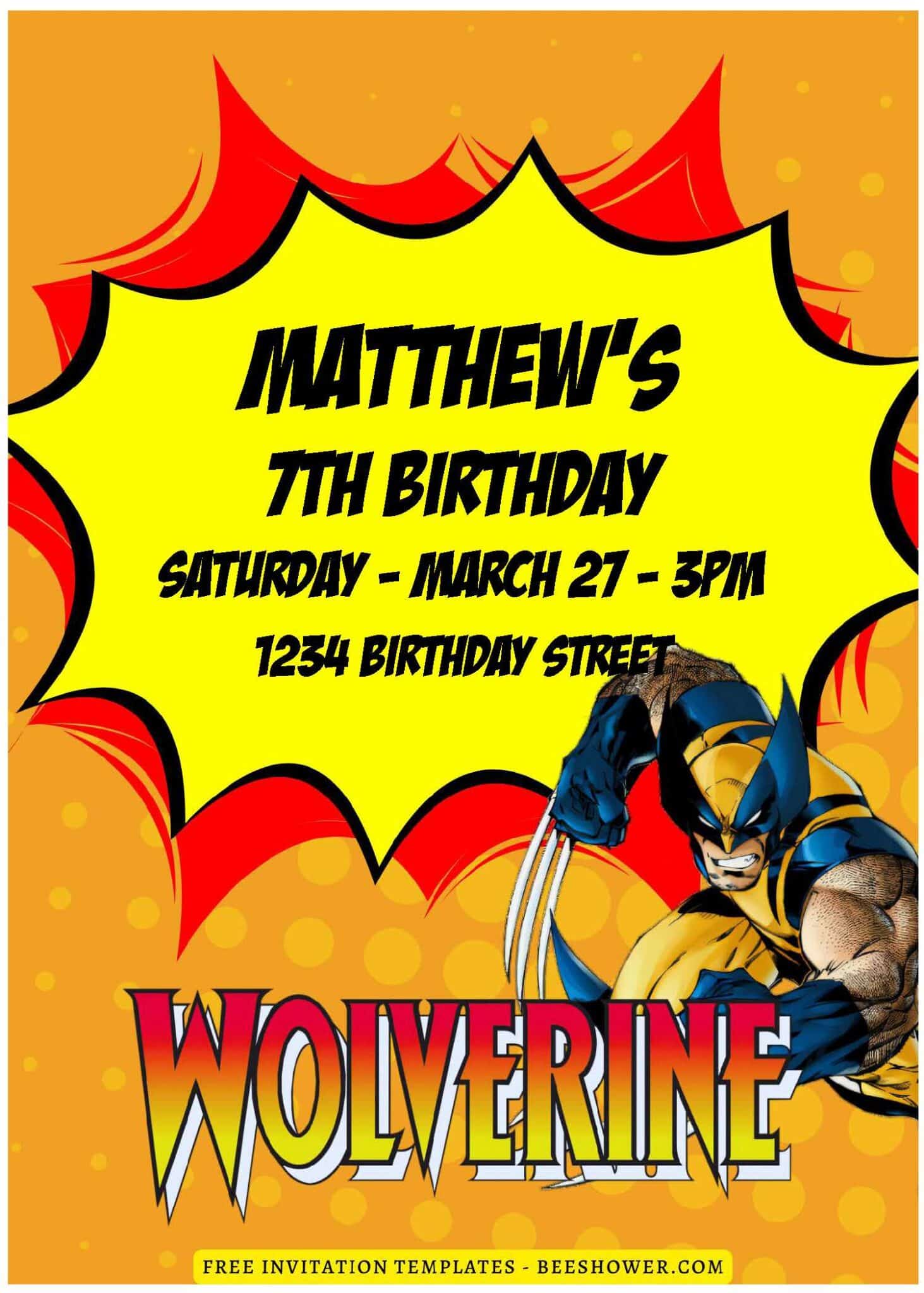 (Free Editable PDF) Awesome Wolverine Birthday Invitation Templates