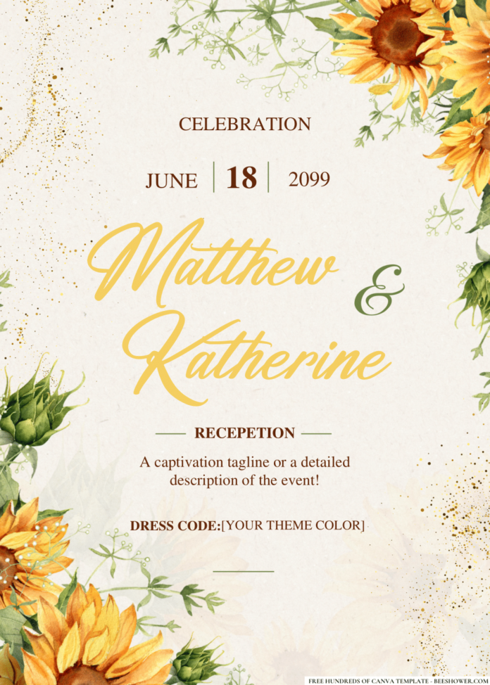 FREE PDF Invitation - Sunflower Rustic Touch Wedding Invitations ...