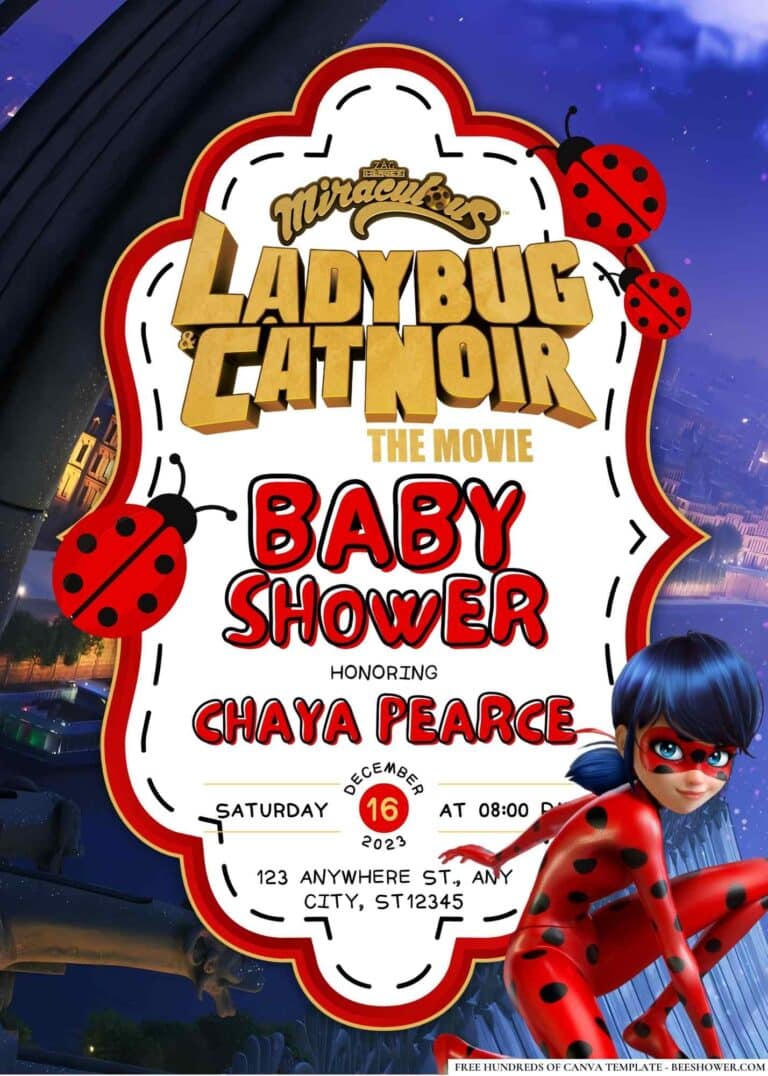 FREE Download Ladybug & Cat Noir Baby Shower Invitations - Beeshower