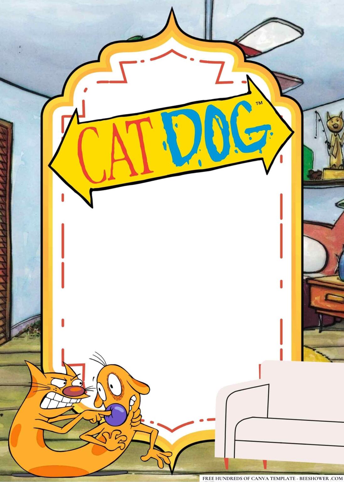 FREE Editable CatDog Birthday Invitations