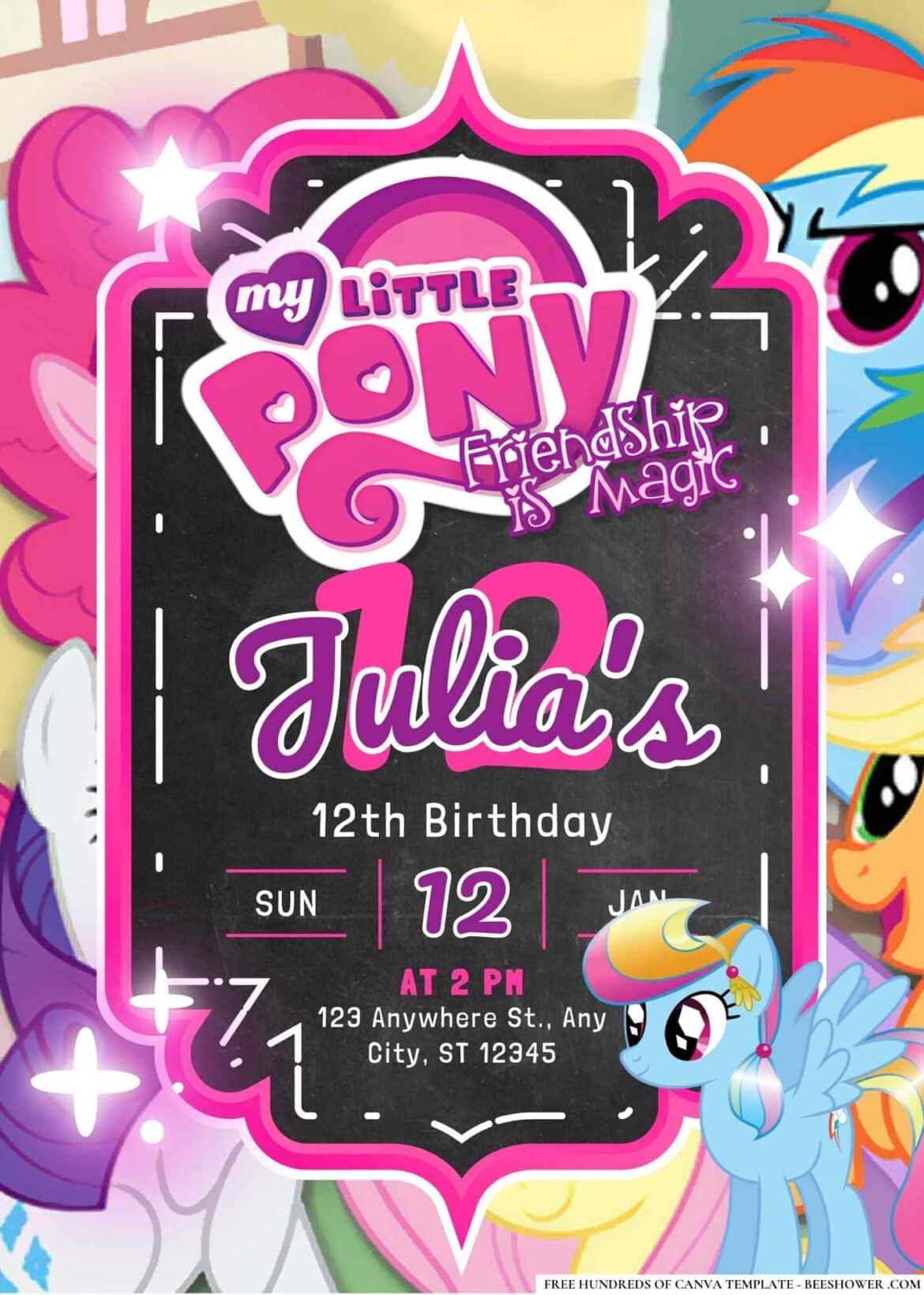 FREE Editable My Little Pony Birthday Invitations