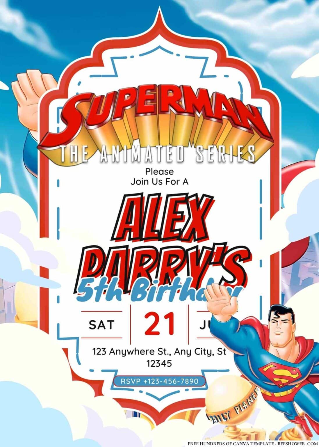 FREE Editable Superman Birthday Invitations - Beeshower