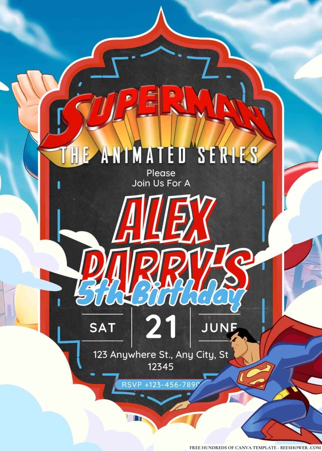 FREE Editable Superman Birthday Invitations - Beeshower