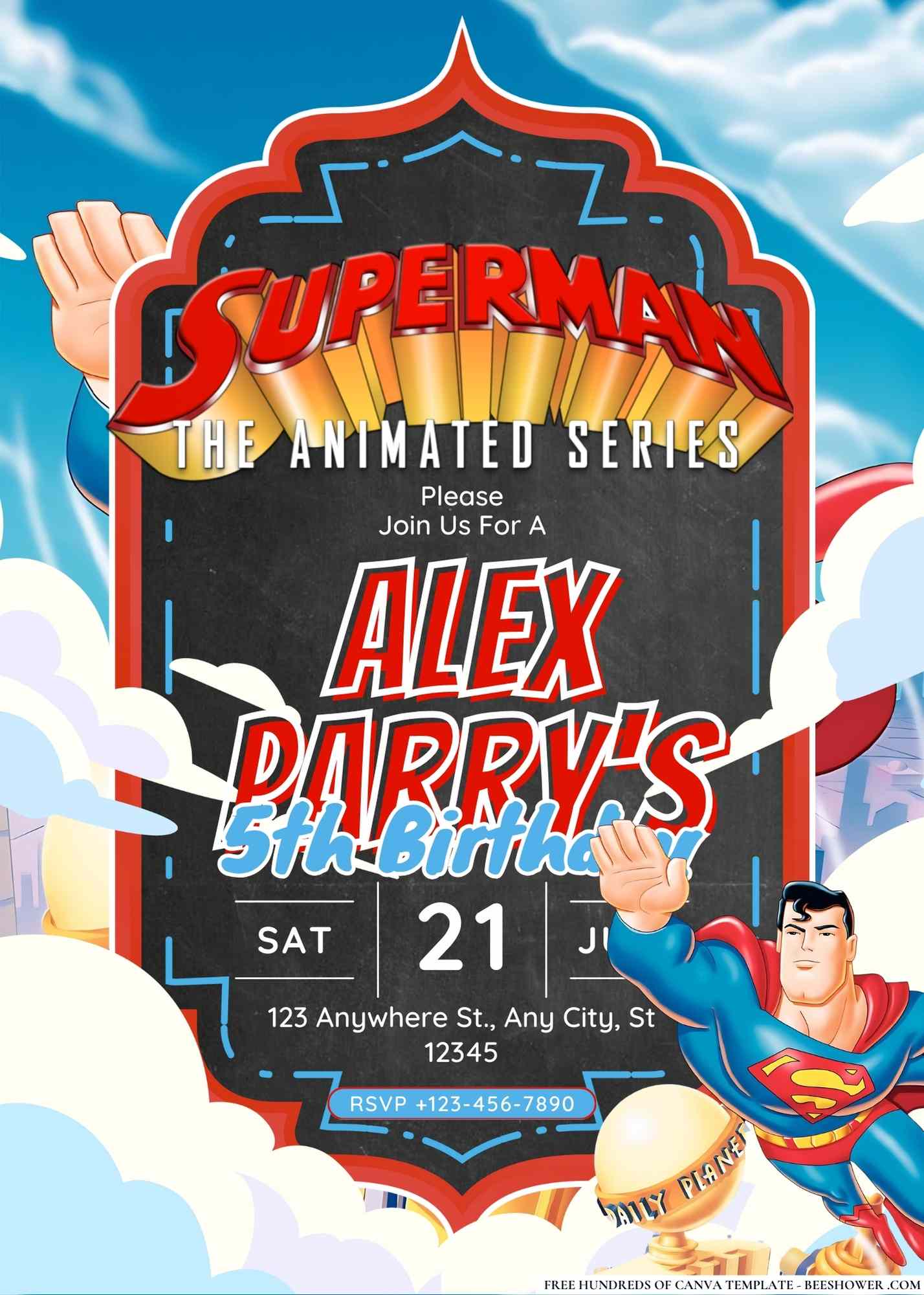 FREE Editable Superman Birthday Invitations