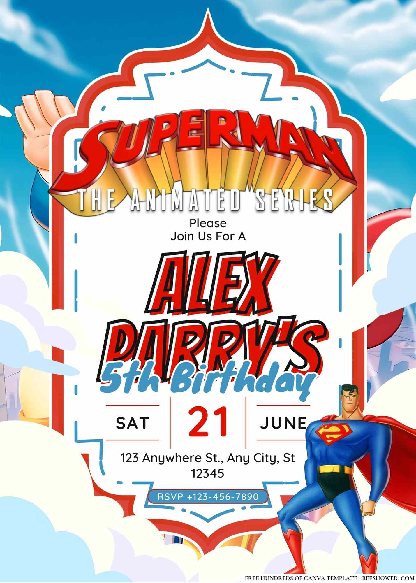 FREE Editable Superman Birthday Invitations