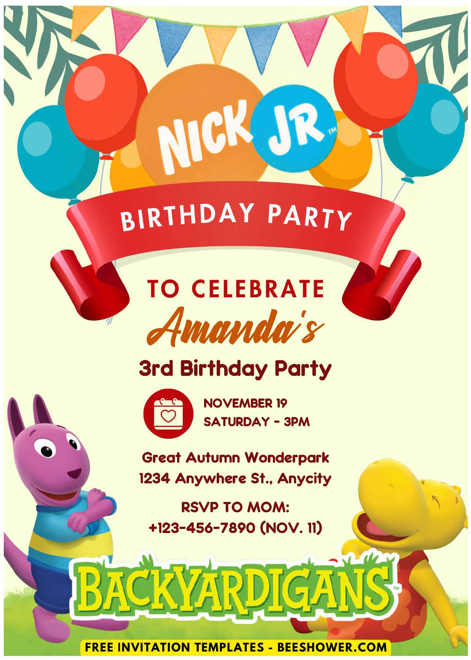 (Free PDF Invitation) Whimsy Nick Jr Backyardigans Birthday Invitation