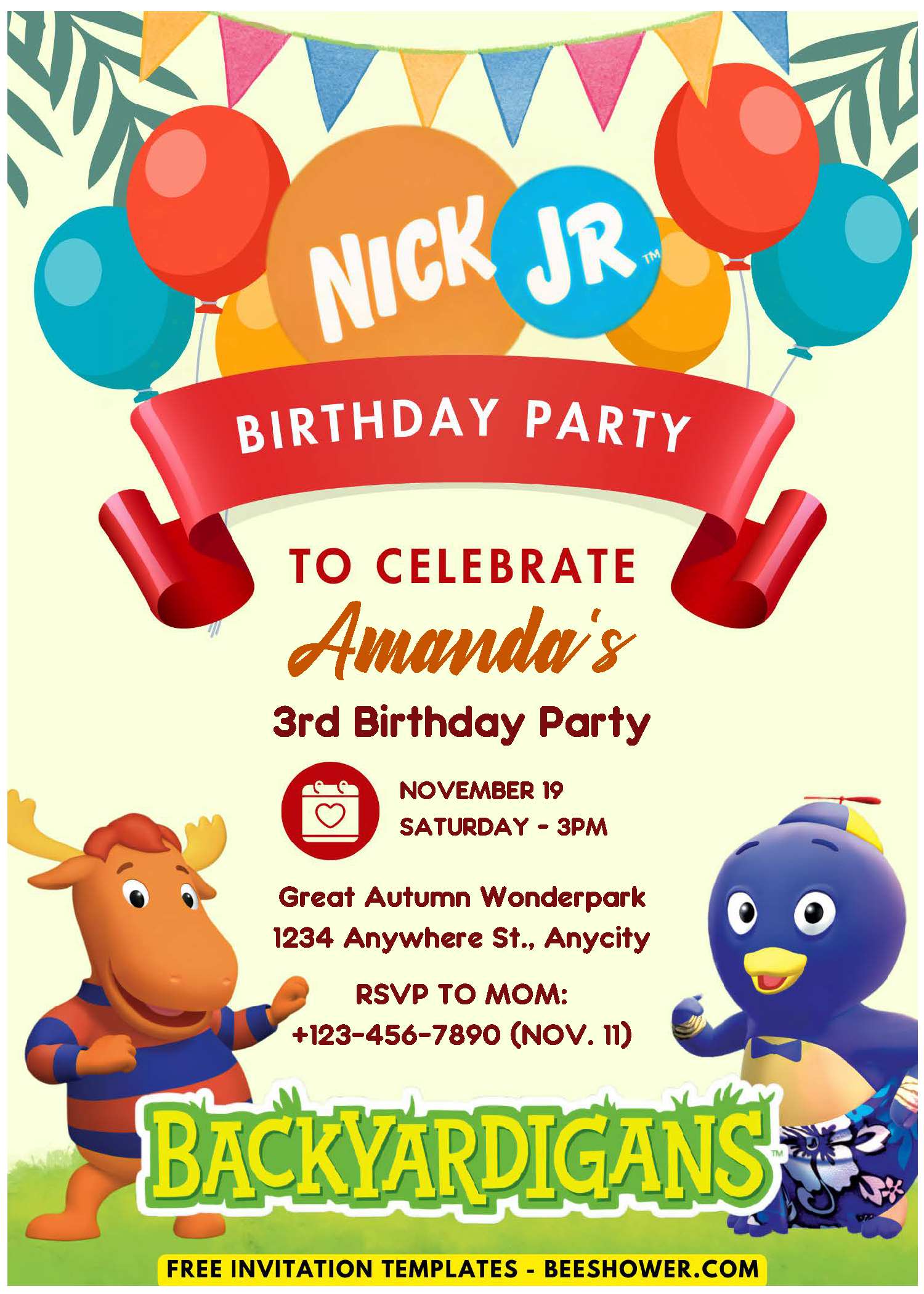 (Free PDF Invitation) Whimsy Nick Jr Backyardigans Birthday Invitation