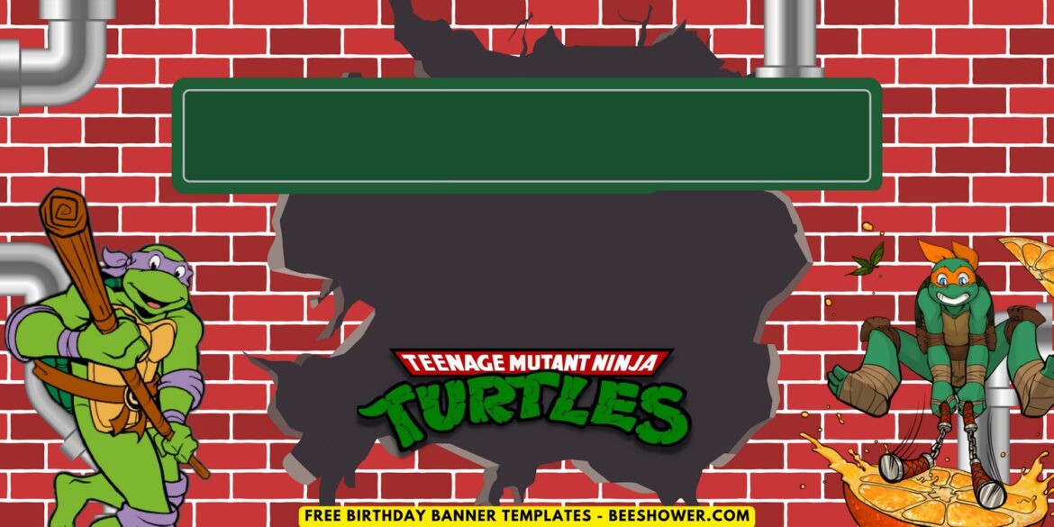 (Free Canva Template) Super Fun TMNT Birthday Banner Templates