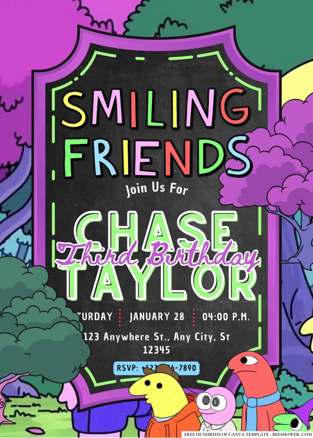 FREE Editable Smiling Friends Birthday Invitations