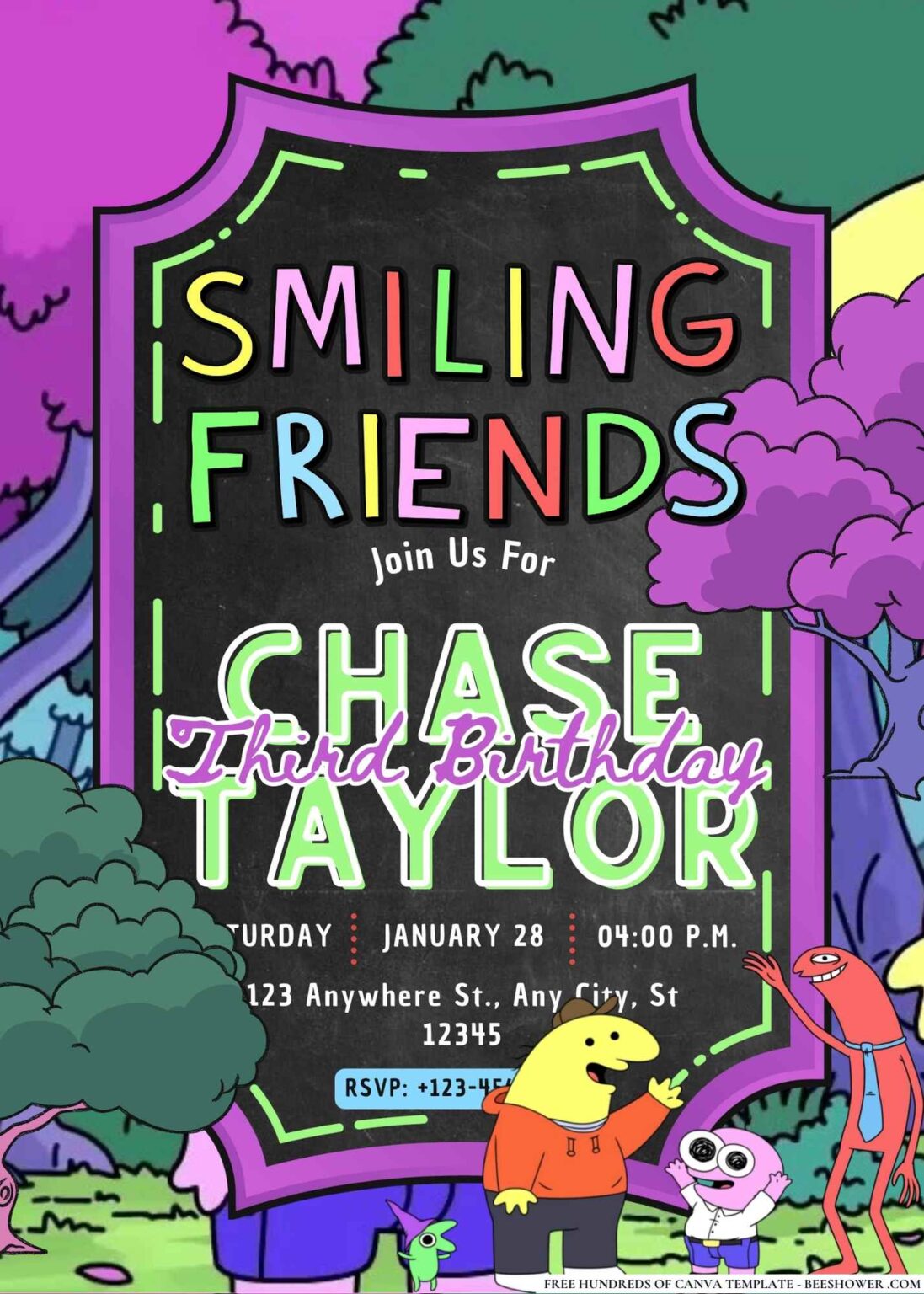 FREE Editable Smiling Friends Birthday Invitations