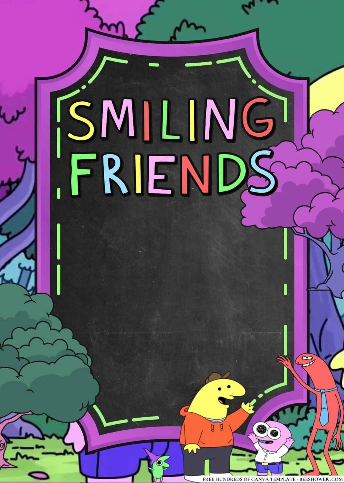 FREE Editable Smiling Friends Birthday Invitations