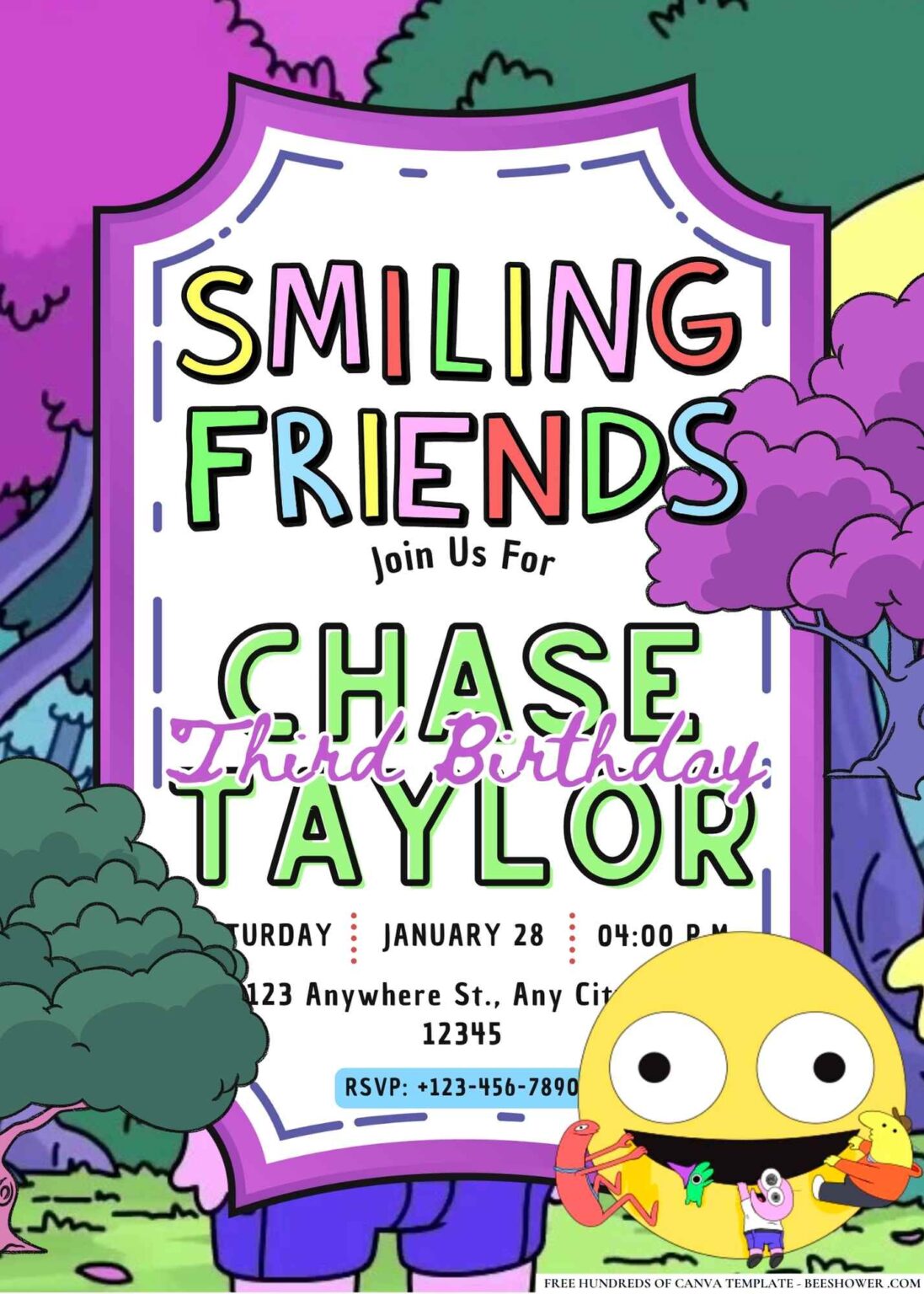 FREE Editable Smiling Friends Birthday Invitations