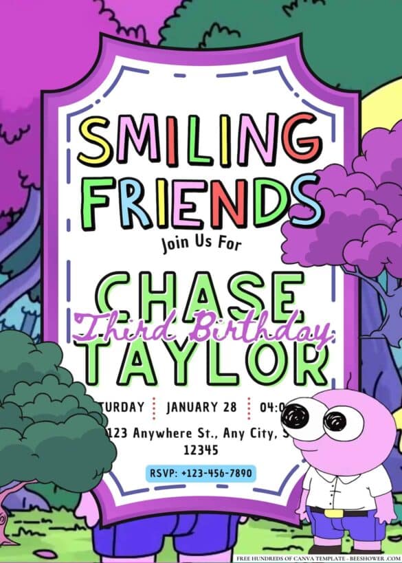 FREE Editable Smiling Friends Birthday Invitations