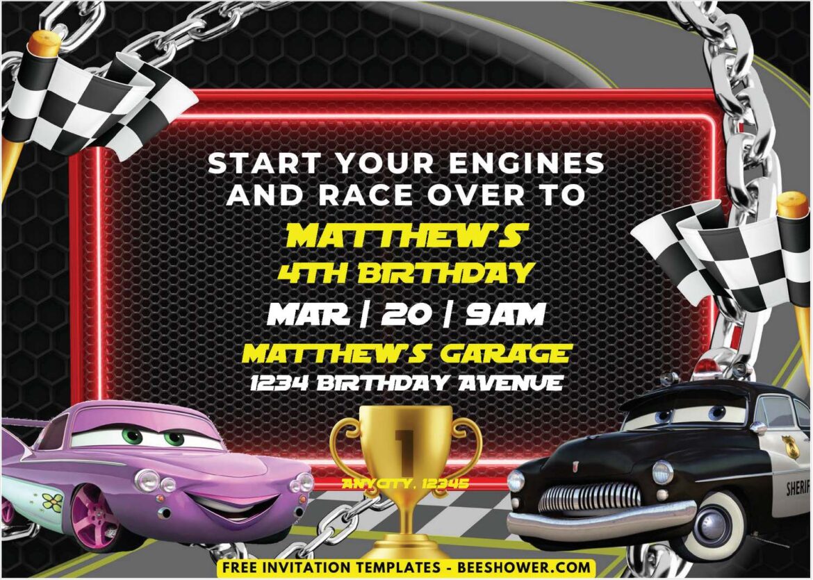 (Free PDF Invitation) Full Throttle Pixar Cars Birthday Invitation ...
