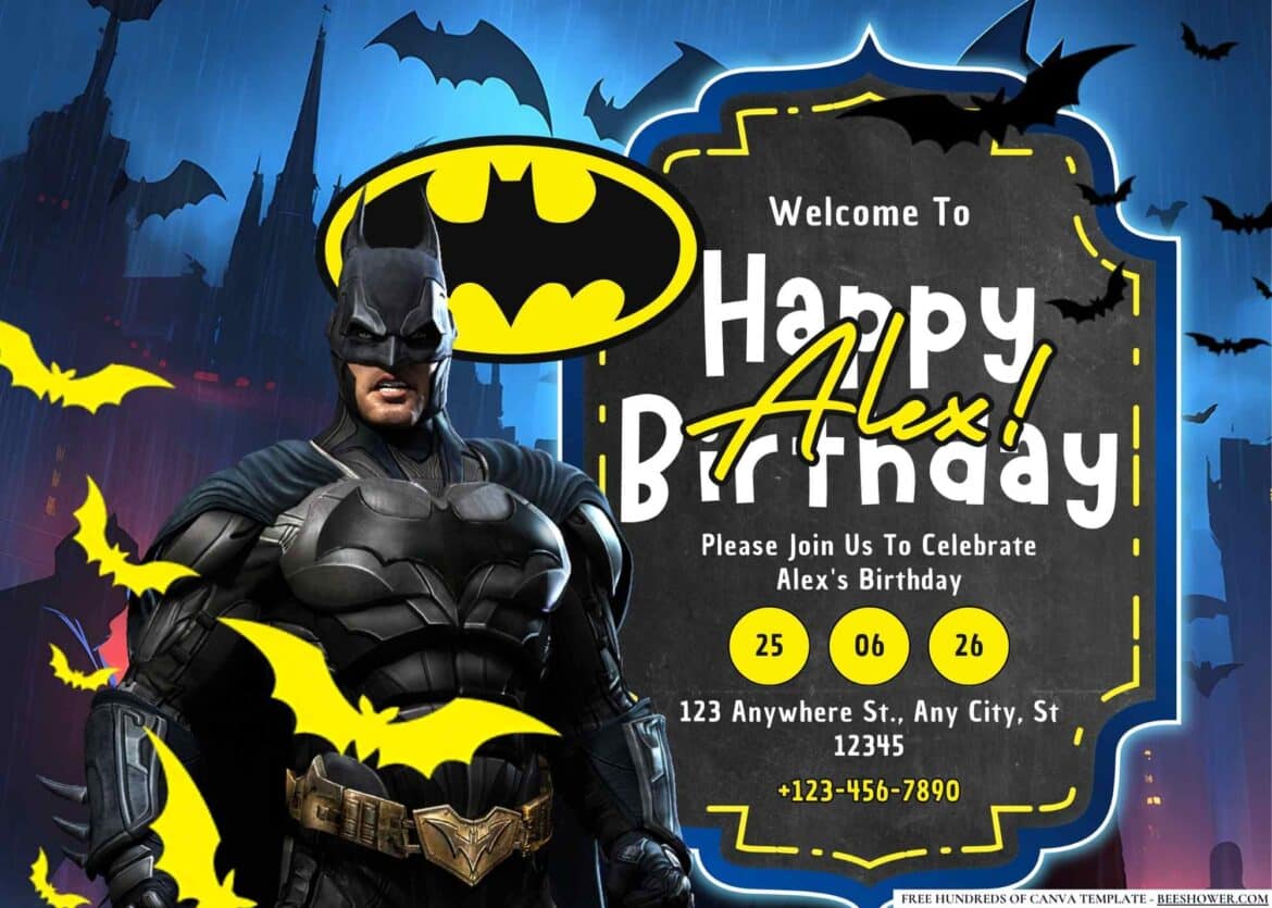 FREE Editable Batman Birthday Invitations