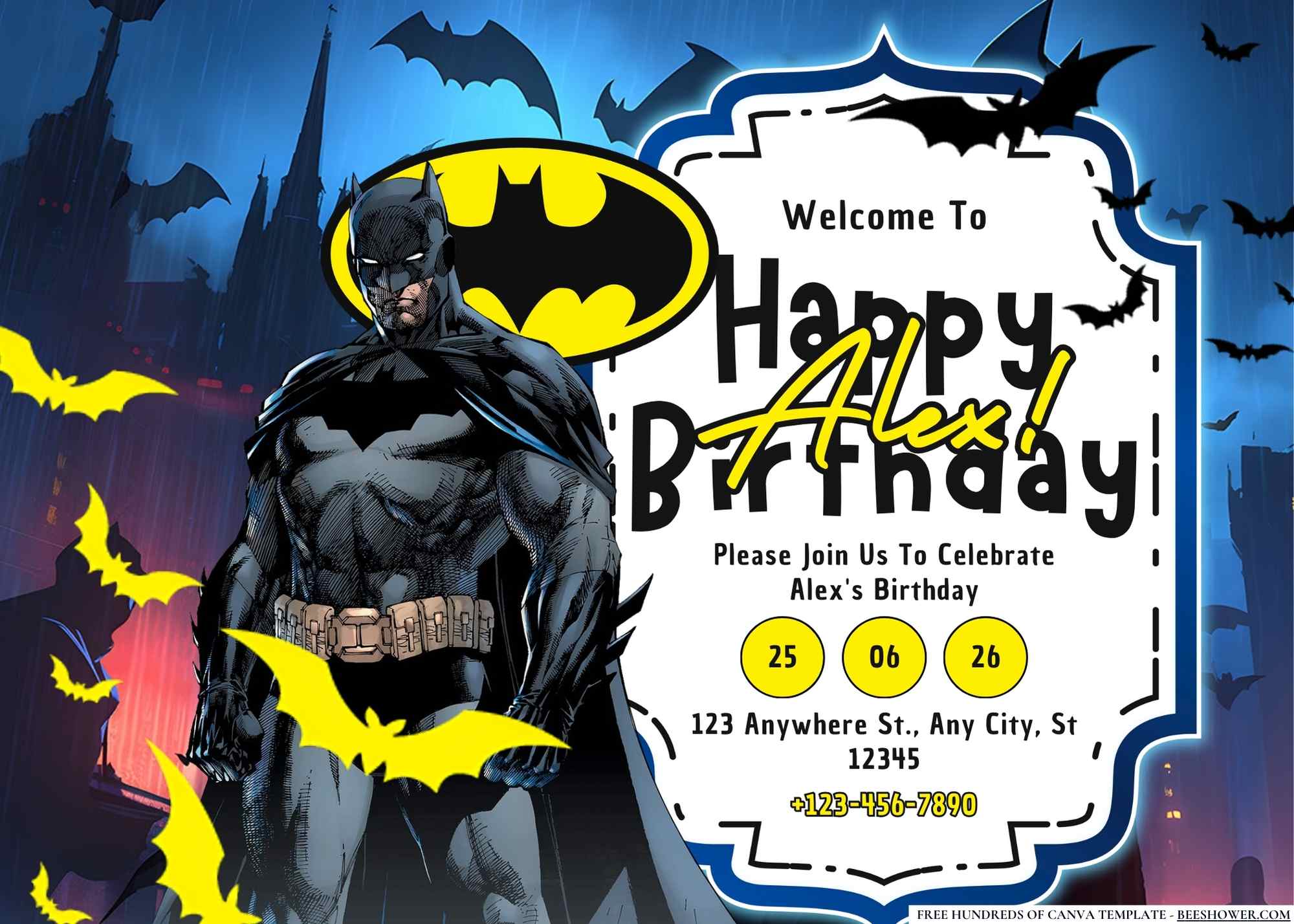 FREE Editable Batman Birthday Invitations