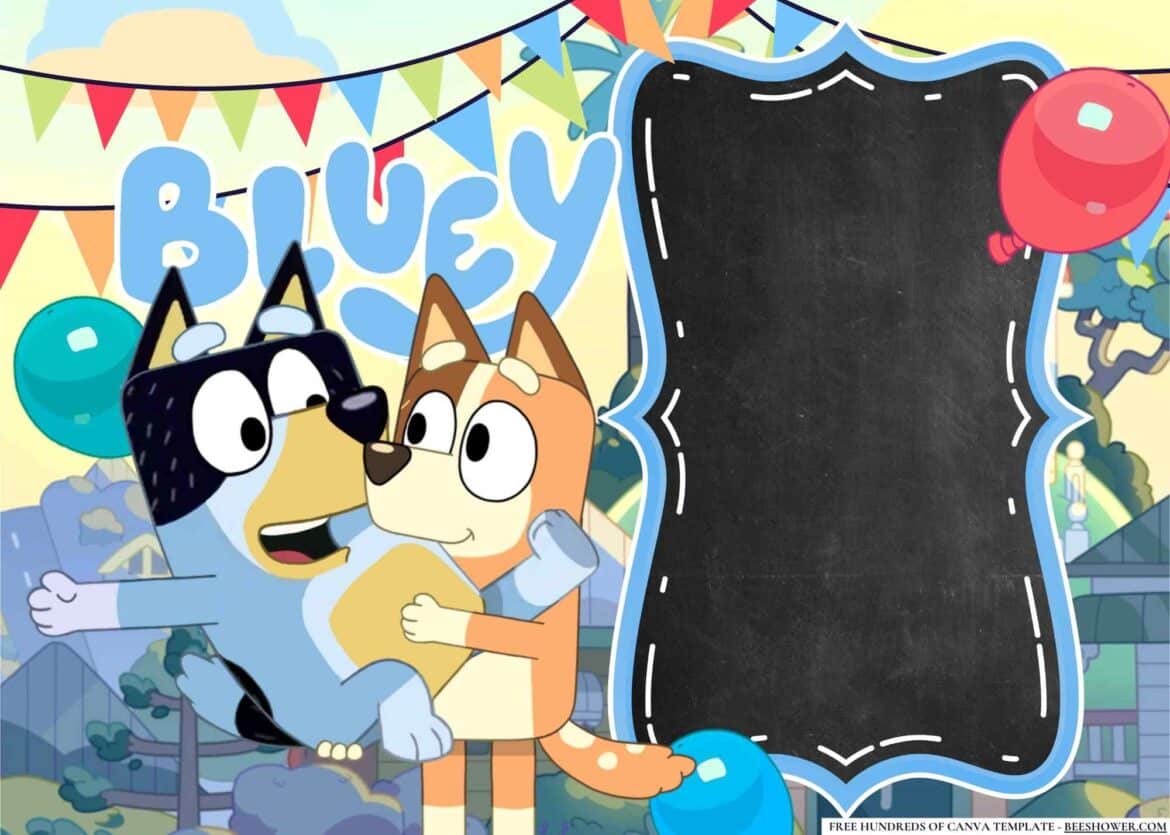 FREE Editable Blank Bluey Birthday Invitation