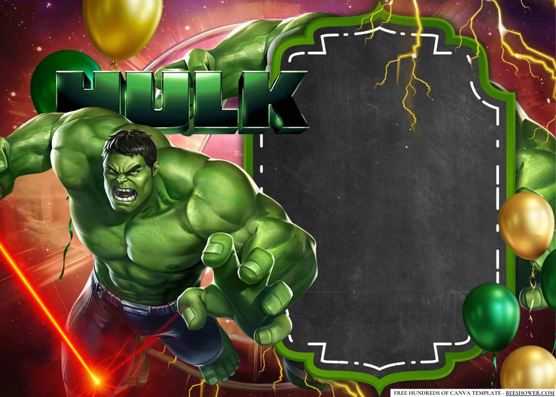 FREE Editable Blank Hulk Birthday Invitation