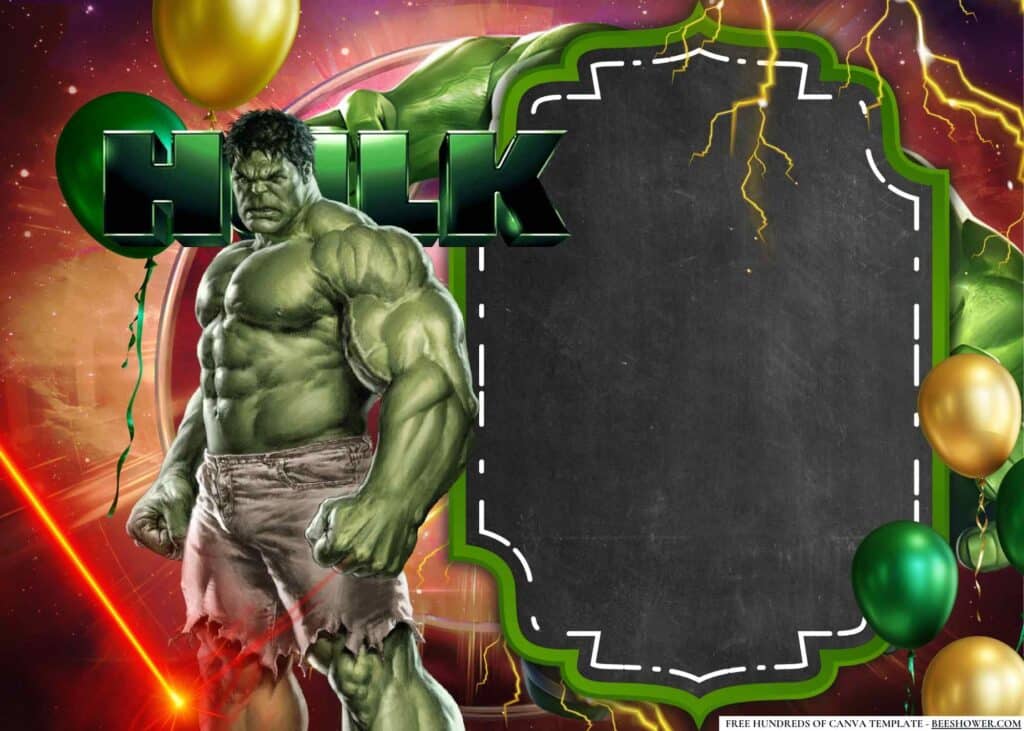 FREE Editable Blank Hulk Birthday Invitation