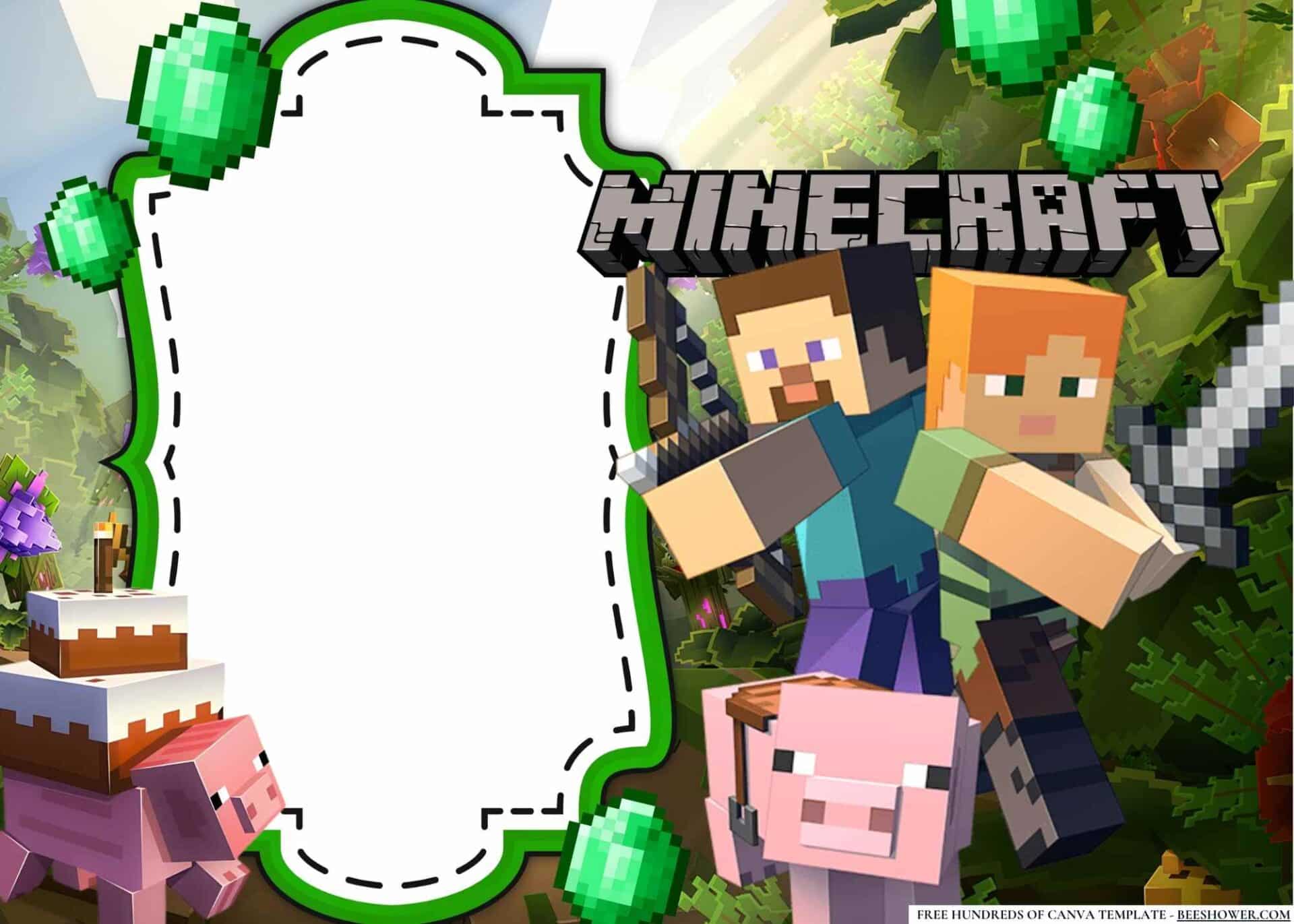 FREE Editable Blank Minecraft Birthday Invitation - Beeshower