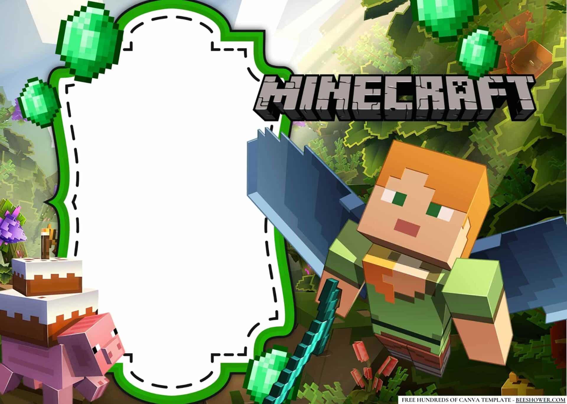 FREE Editable Blank Minecraft Birthday Invitation - Beeshower