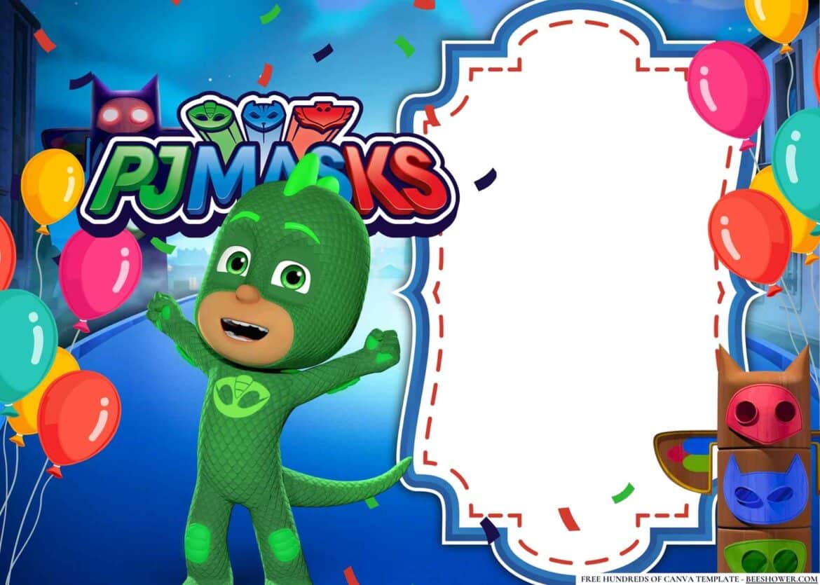 FREE Editable Blank PJ Masks Birthday Invitation - Beeshower