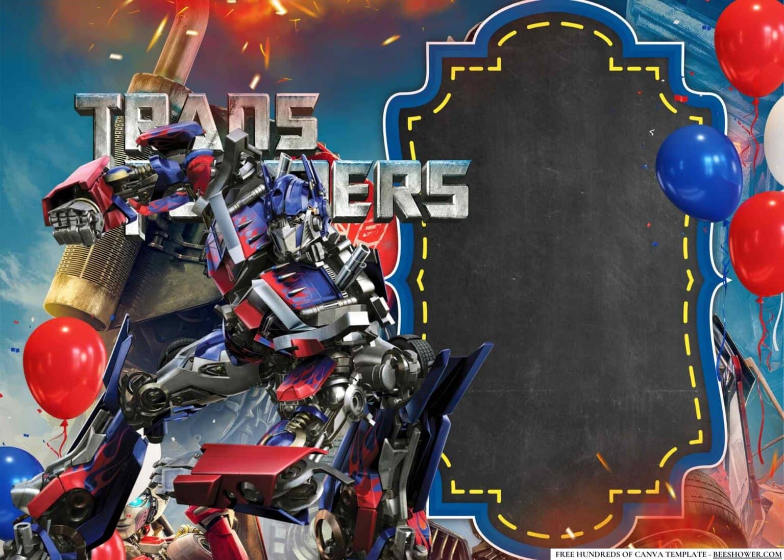 FREE Editable Transformers Birthday Invitation