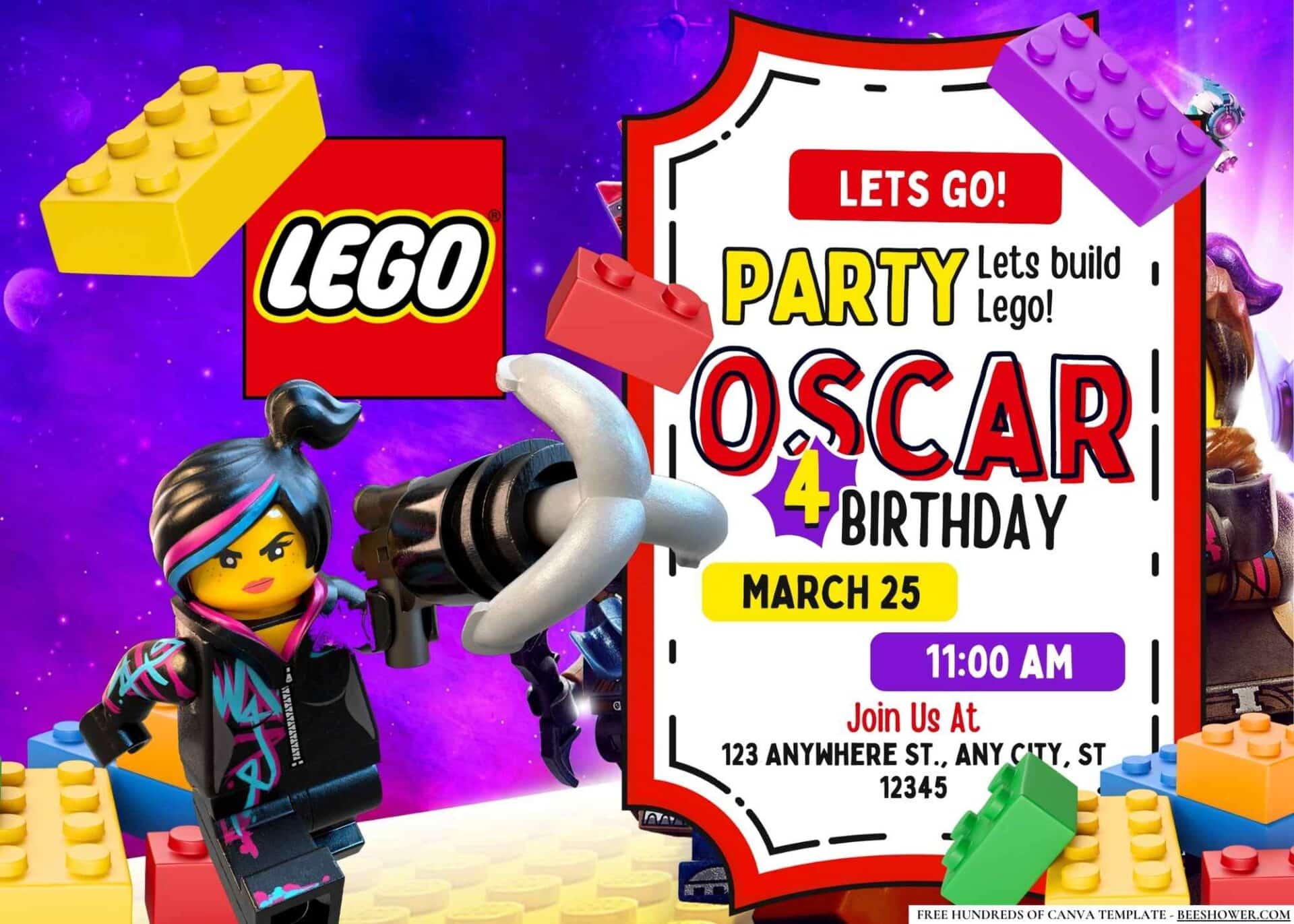 Lego Birthday: FREE Template Planner & Canva Invitations