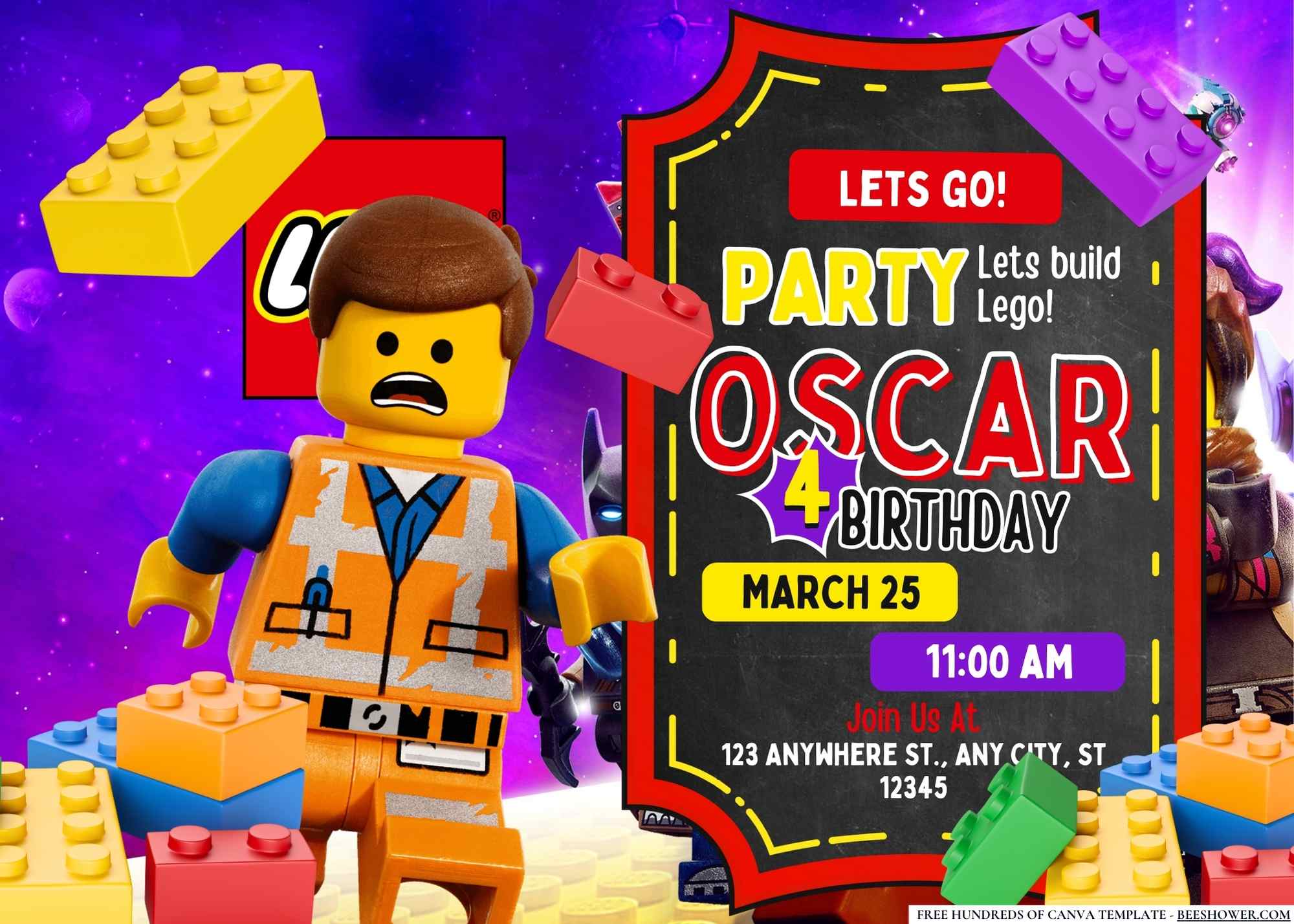 FREE Editable Lego Birthday Invitation