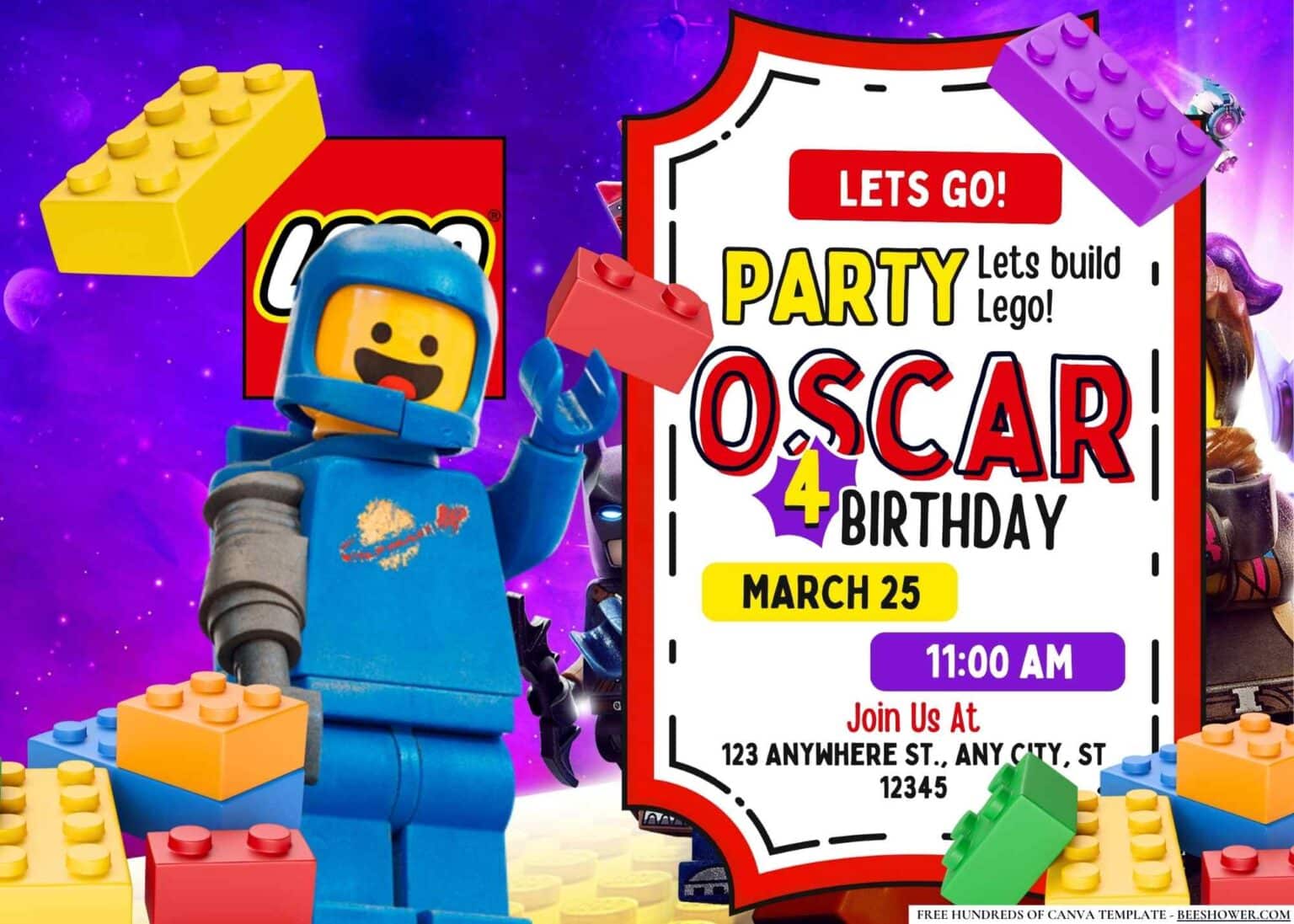 FREE Editable Lego Birthday Invitation - Beeshower