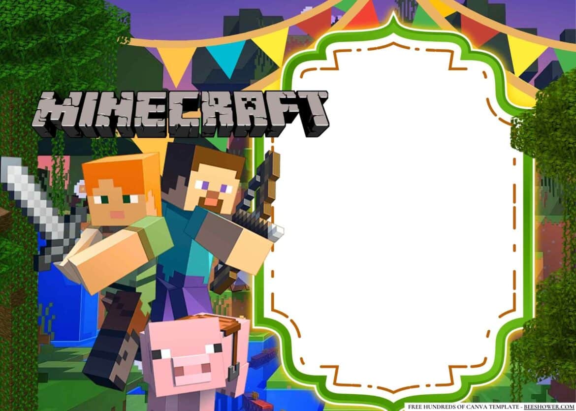 FREE Editable Minecraft Birthday Invitations