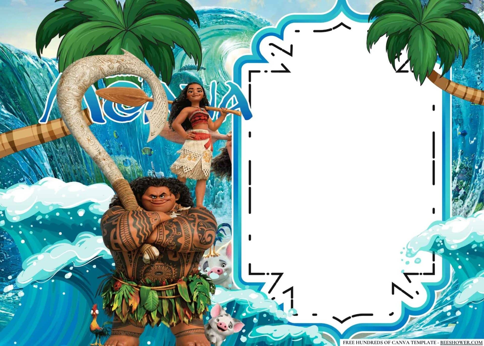 FREE Editable Moana Blank Birthday Invitation