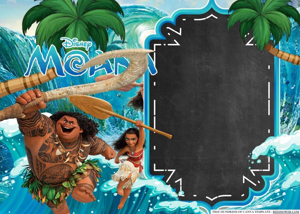 FREE Editable Moana Blank Birthday Invitation