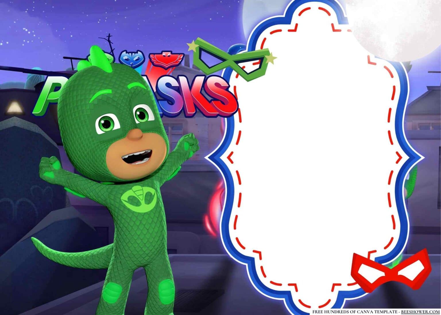 FREE Editable PJ Masks Birthday Invitation - Beeshower