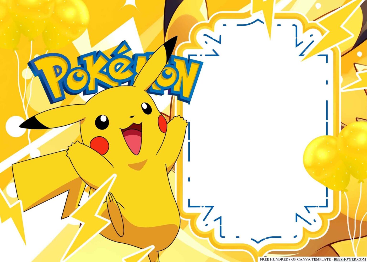 FREE Editable Pikachu Birthday Invitation