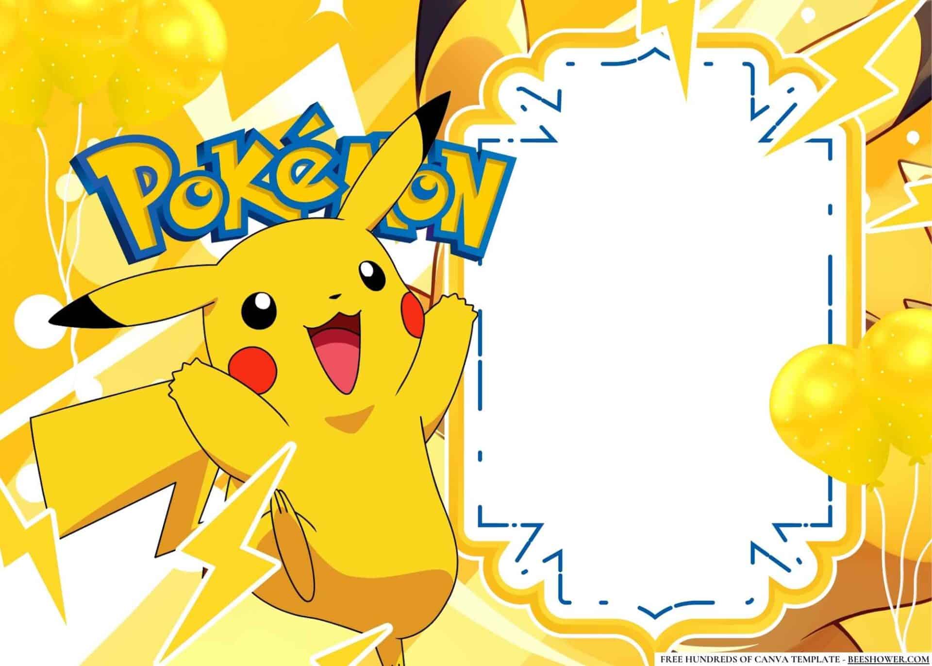 FREE Editable Pikachu Birthday Invitation