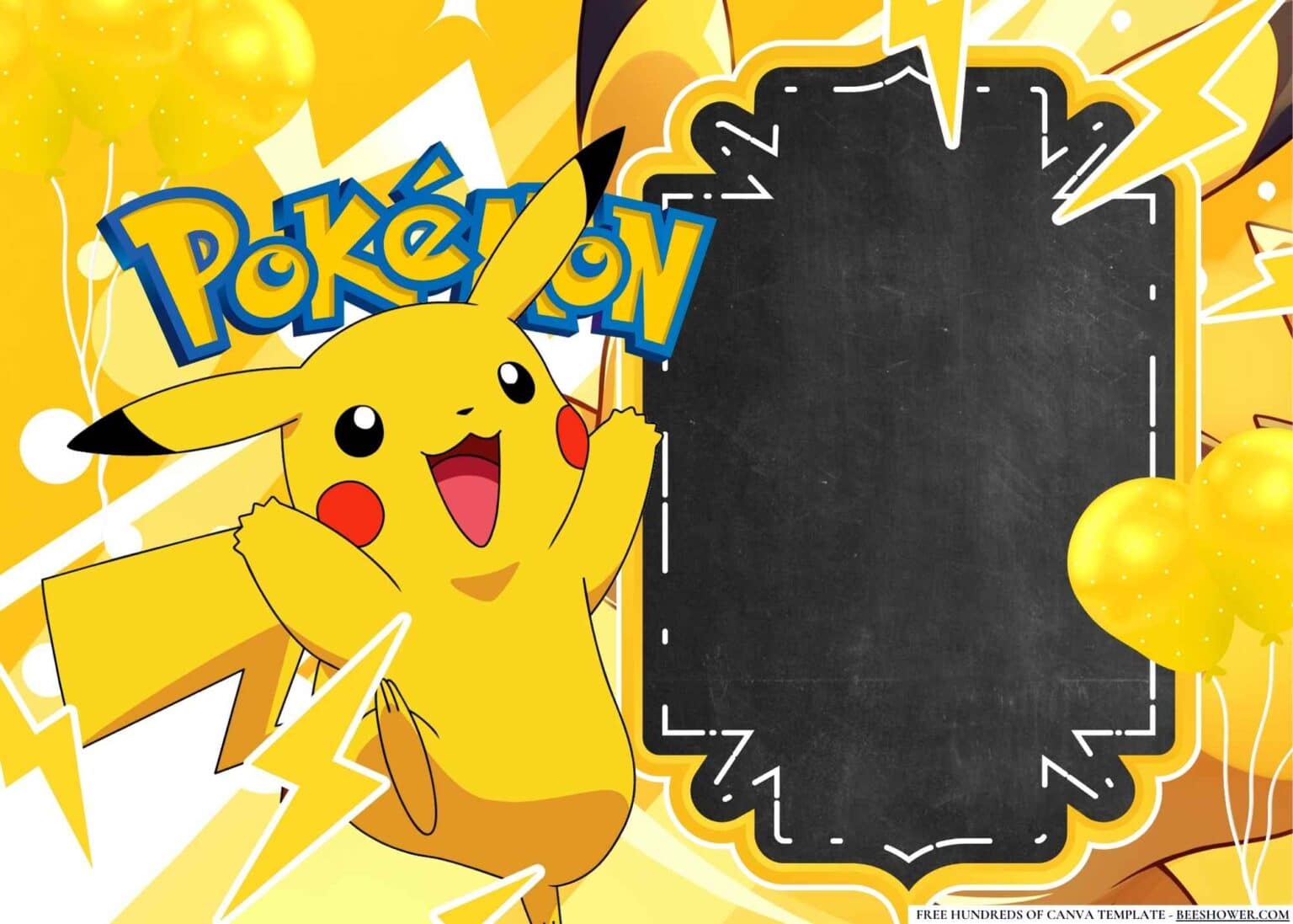 FREE Editable Pikachu Birthday Invitation