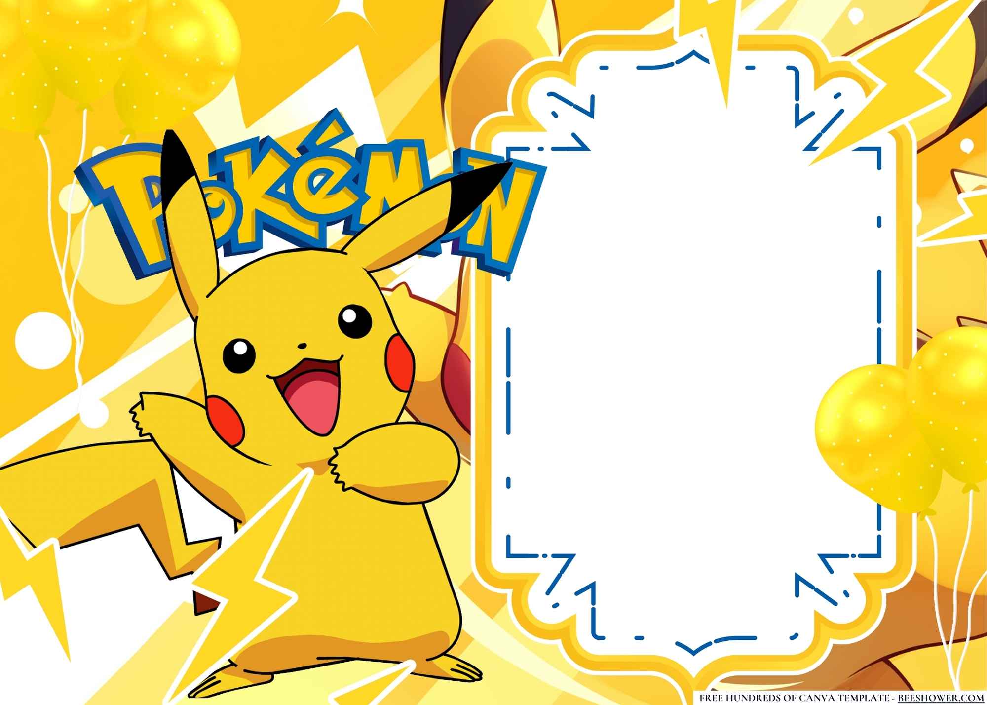 FREE Editable Pikachu Birthday Invitation