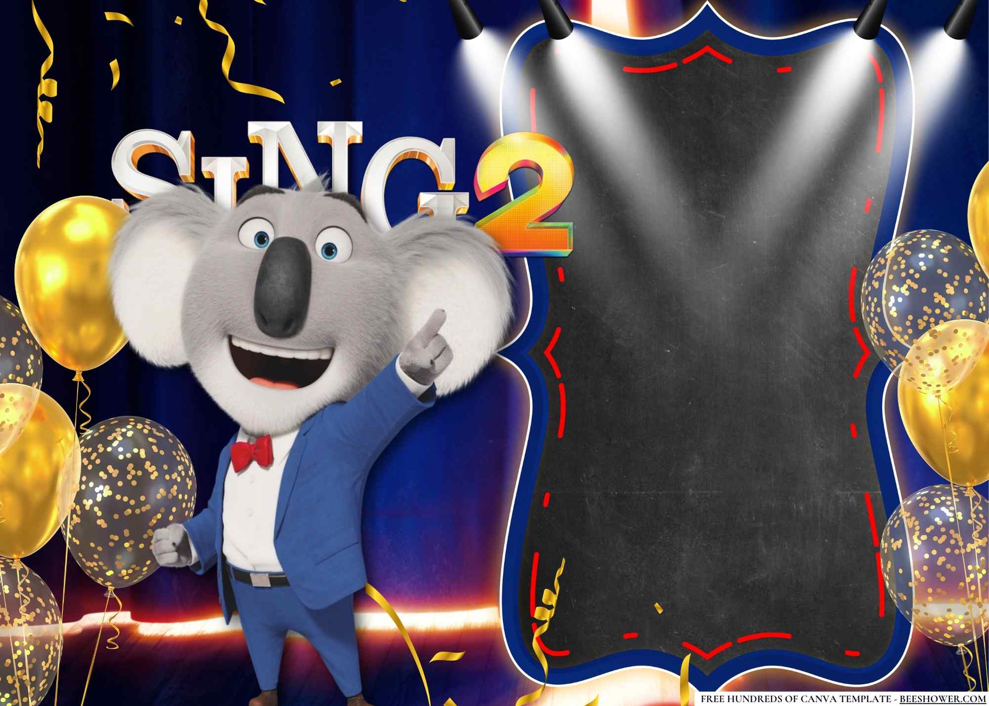 FREE Editable Sing 2 Birthday Invitations